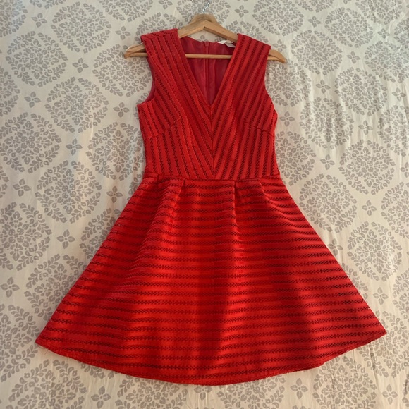 H&M | Dresses | Hm Red A Line V Neck Dress | Poshmark